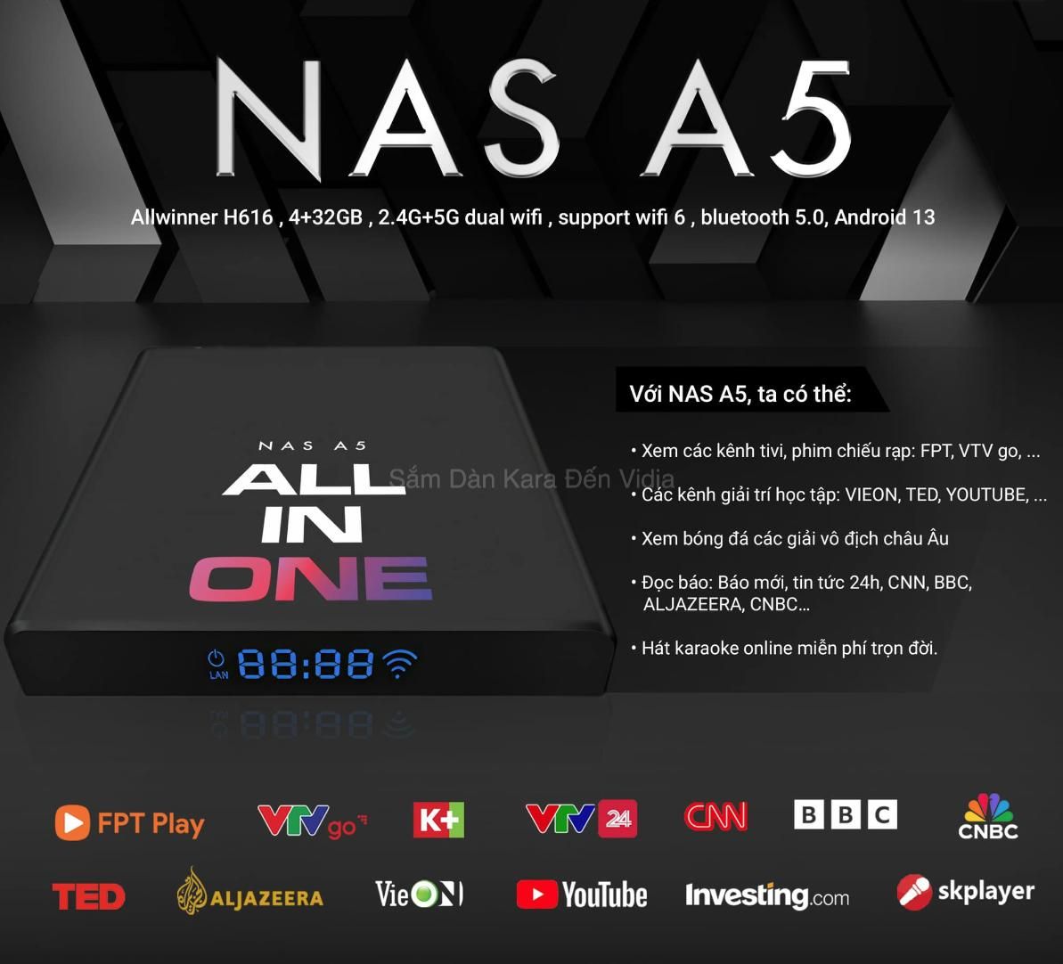 Đầu Karaoke NAS A5 giá rẻ review mới 2025